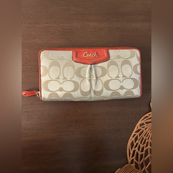 Coach | Bags | Coach Wallet With Orange Accents | Poshmark